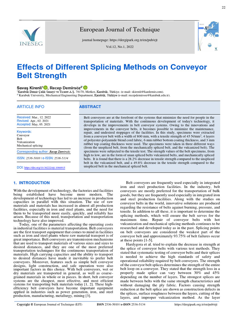 Effects of Different Splicing Methods On Conveyor | PDF