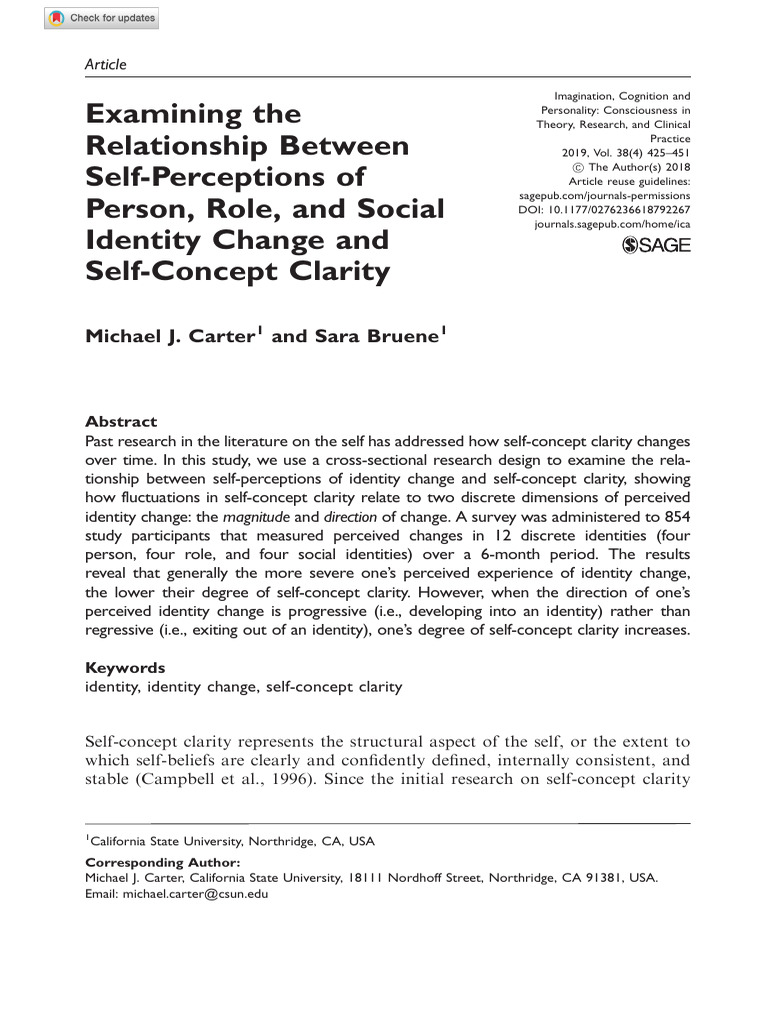 Carter Bruene 2018 Examining The Relationship Between Self Perceptions of Person Role and Social ...