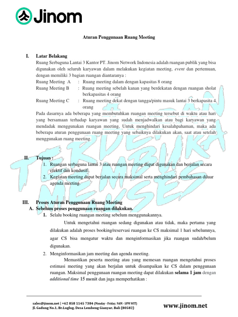 Aturan Penggunaan Ruangan Meeting | PDF