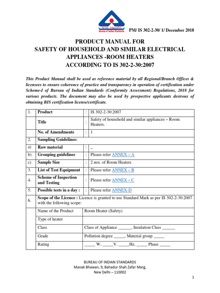 IS 302-2-30 Room Heater Manual | PDF | Insulator (Electricity ...