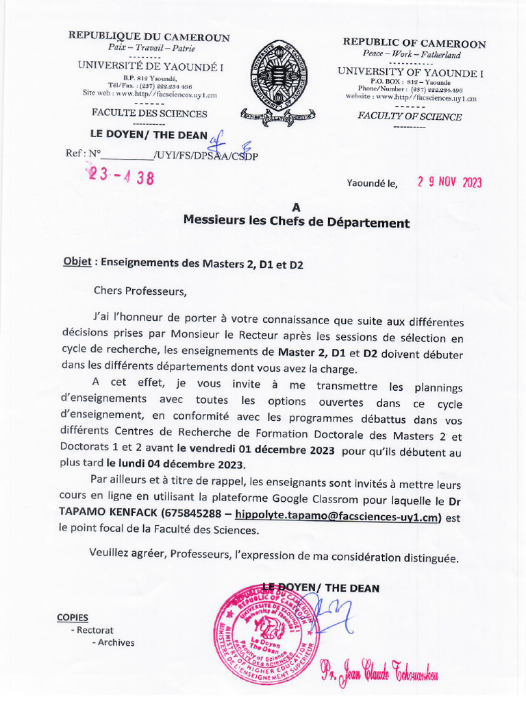 Enseignement M1, D1 Et D2 | PDF