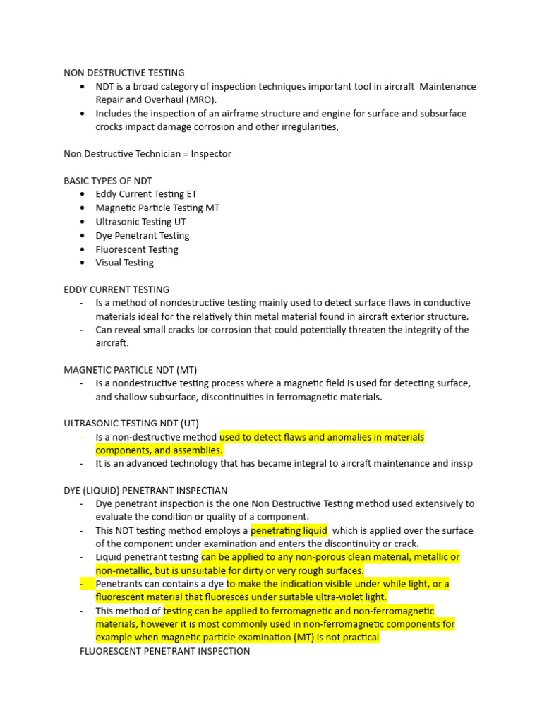 Non Destructive Testing Pdf Nondestructive Testing Mechanical