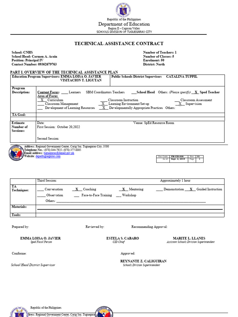 Sped TA Contract-First | PDF | Learning | Teachers
