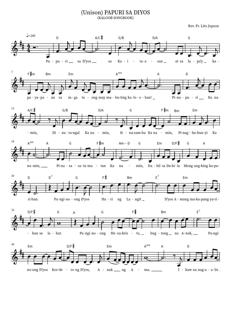 PAPURI UNISON Kaloobsongbook | PDF