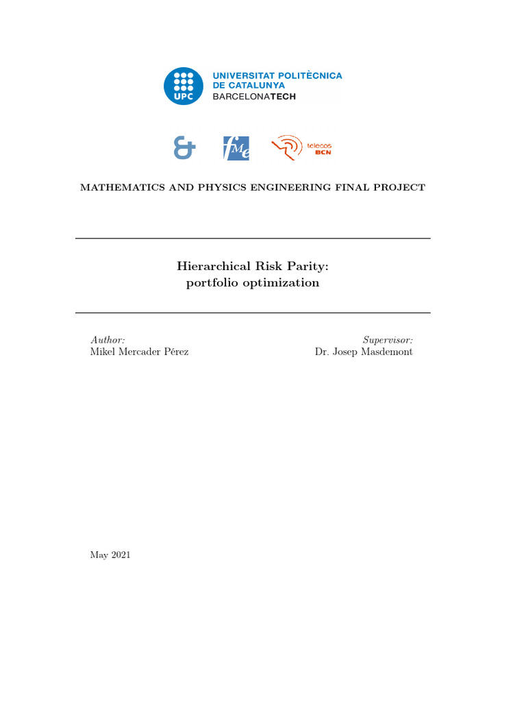 Hierarchical Risk Parity Portfolio Optimization | PDF | Diversification ...