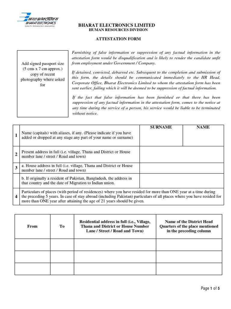 Attestation Form | PDF