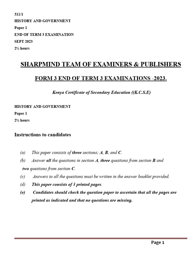 HIST PP1 QS | PDF | Kenya | Africa