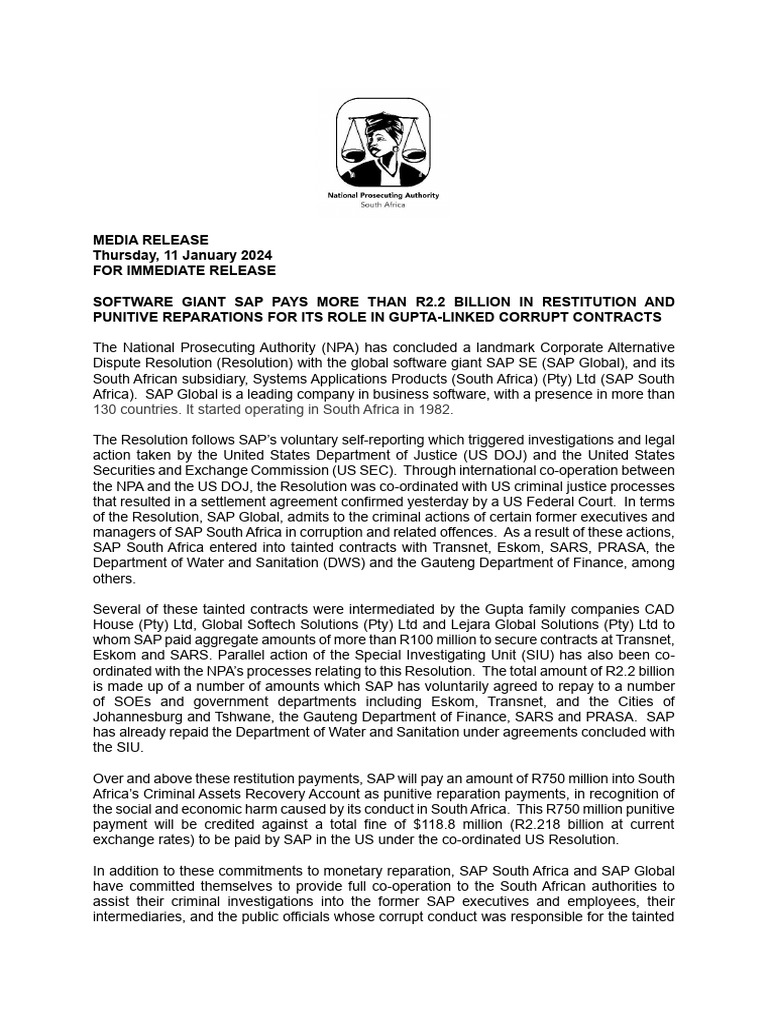 Npa Sap Statement 11 January 2024 | PDF