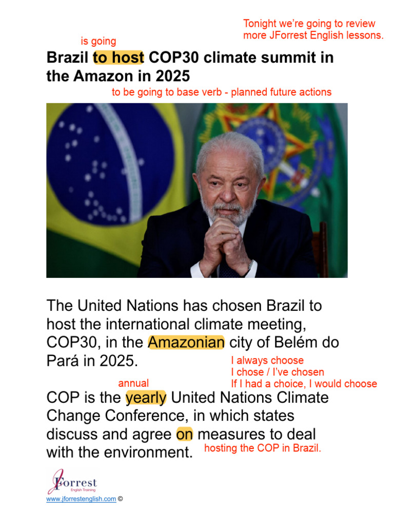 Brazil To Host COP30 Article Review by JForrest English | PDF | English ...