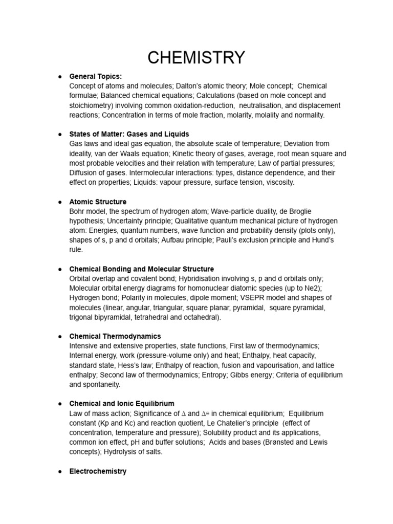chem important topic list | PDF