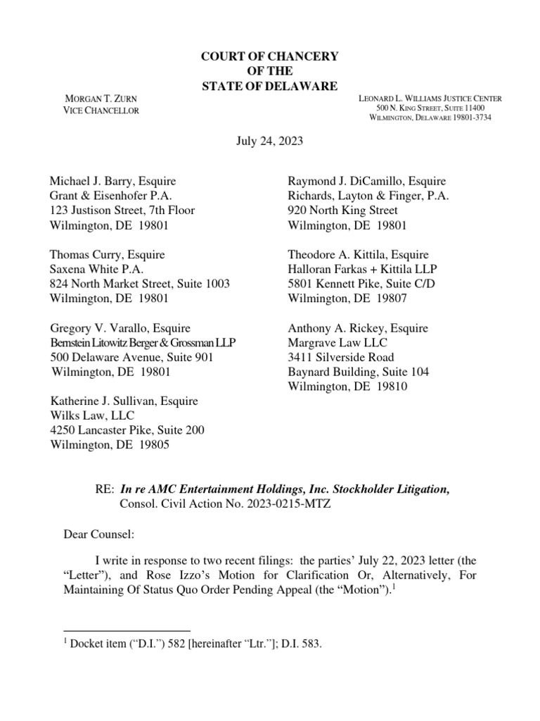 2023-0215 Amc LTR Re Amended Stipulation of Settlement Final | PDF ...