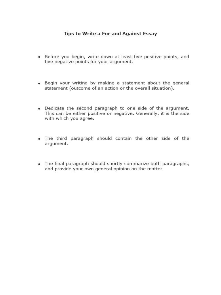 For and Against Essays | PDF