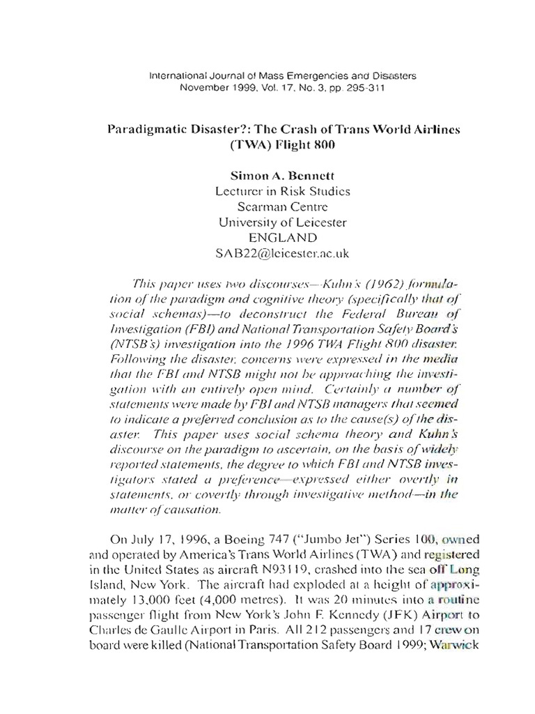 bennett-1999-paradigmatic-disaster-the-crash-of-trans-world-airlines ...