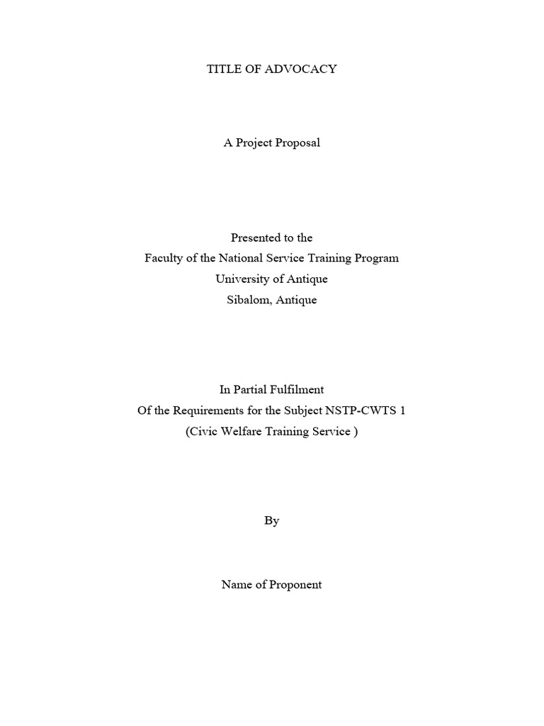 Community Advocacy Project Format Pdf