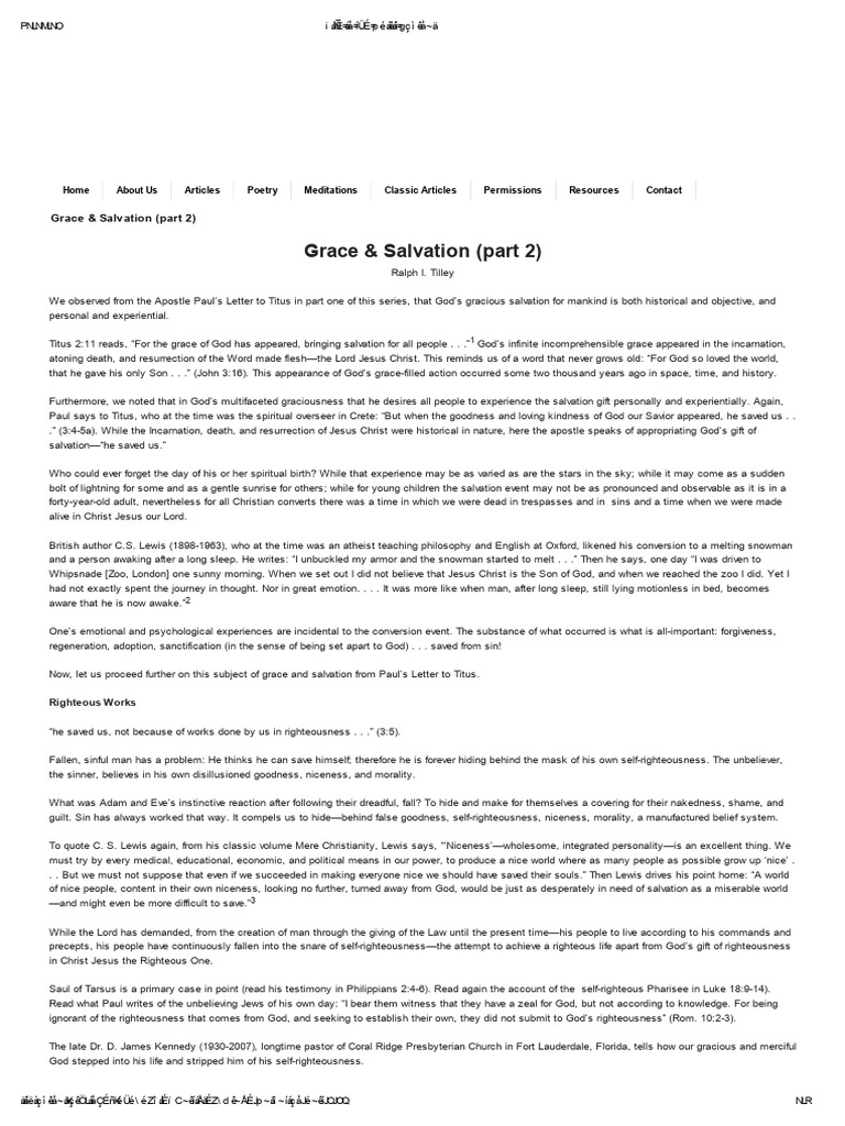 Grace & Salvation 2_Tilley | PDF | Grace In Christianity | Paul The Apostle