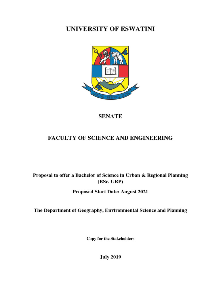 Proposal For The Introduction of A Bachelor's Degree in Urban and ...