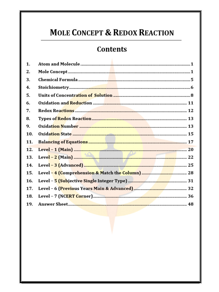 Mole Concept and Redox Reactions Guide | PDF | Mole (Unit) | Chemistry