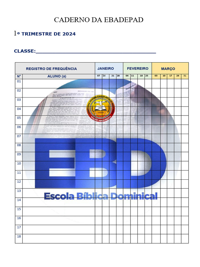 Caderneta Da Ebd 1 Trimestre 2024 | PDF