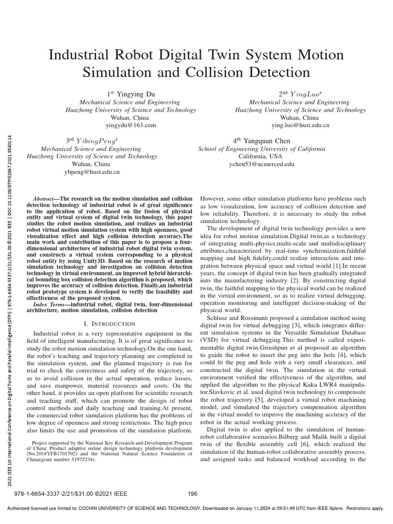 Industrial Robot Digital Twin System Motion Simulation and Collision Detection | PDF ...