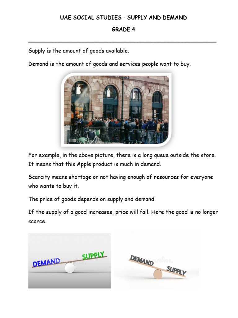 GR. 4-UAE SST-REFERENCE MATERIAL-SUPPLY AND DEMAND | PDF