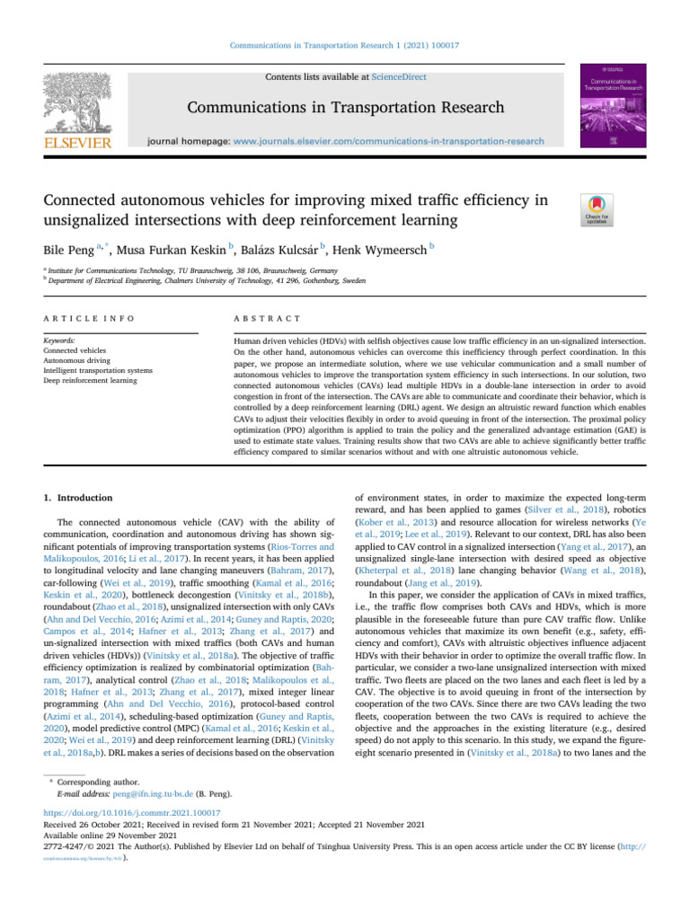 Connected Autonomous Vehicles For Improving Mixed Traffic Efficiency In Unsignalized