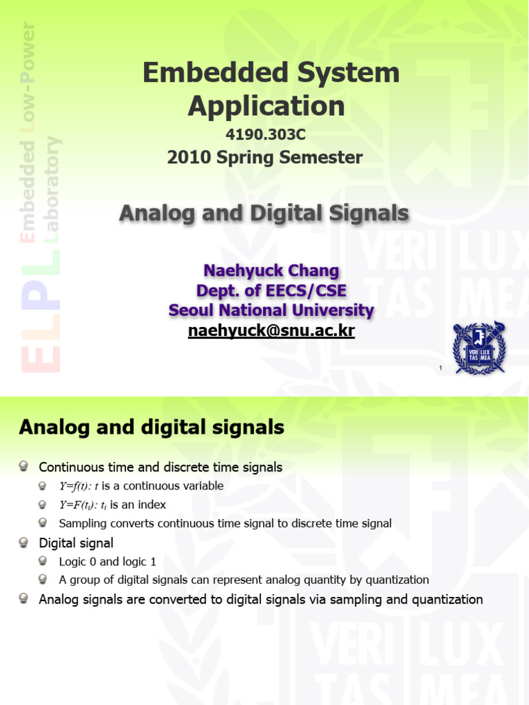 Embedded System Application: Analog and Digital Signals | PDF | Analog ...