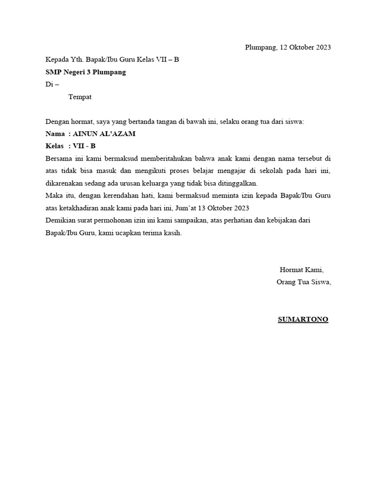 Surat SMP 3 | PDF