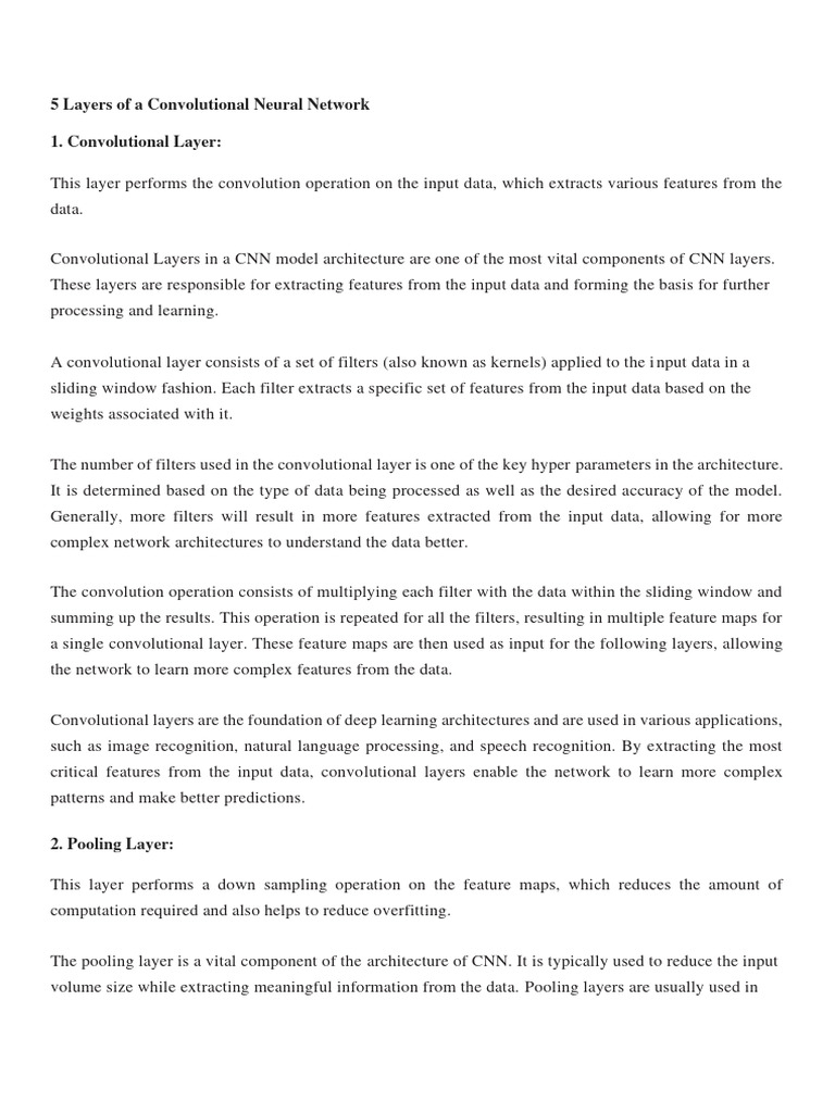 5 Layers of A Convolutional Neural Network | PDF | Artificial Neural ...