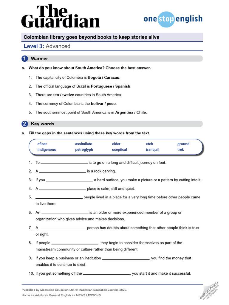 News Lessons Unusuallibrary Ws Advanced 470500 | PDF