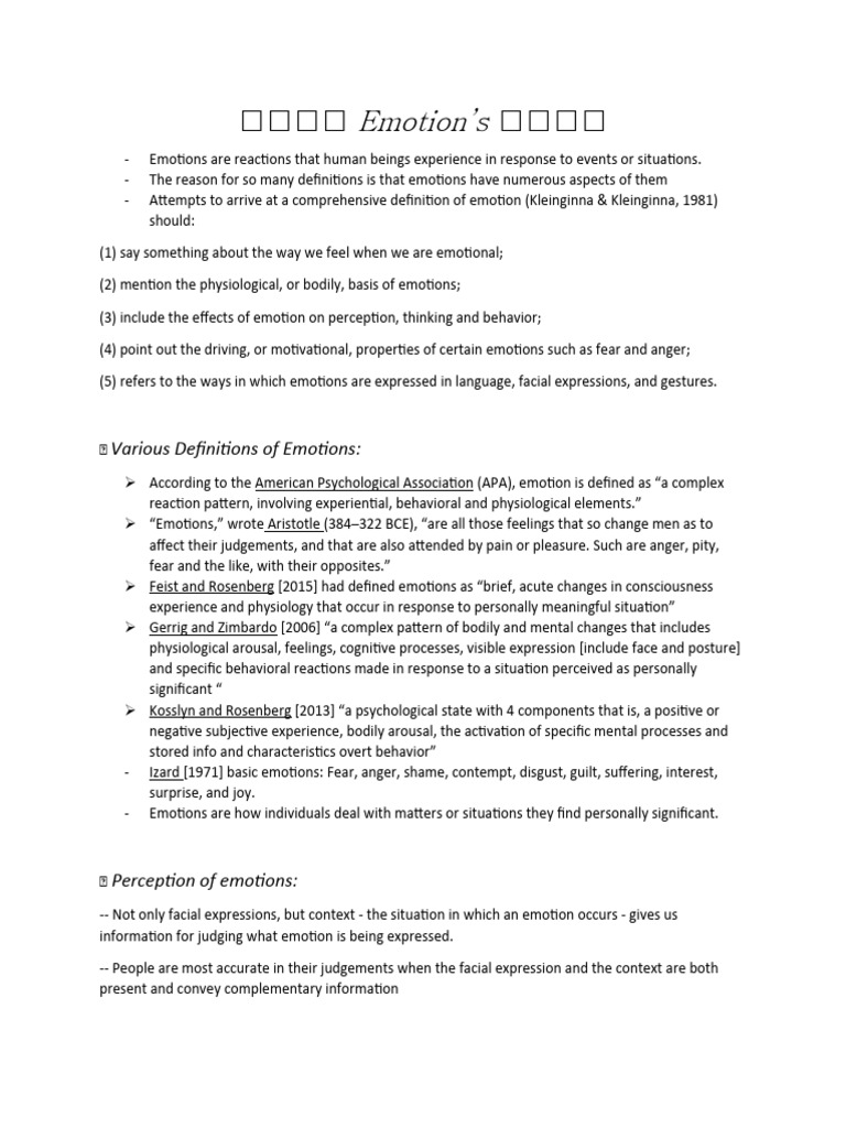Emotions Pdf Emotions Perception