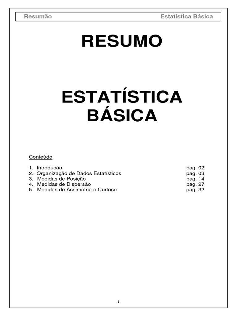 1 - Estatistica - Básica | PDF | Amostragem (Estatística) | Modo ...