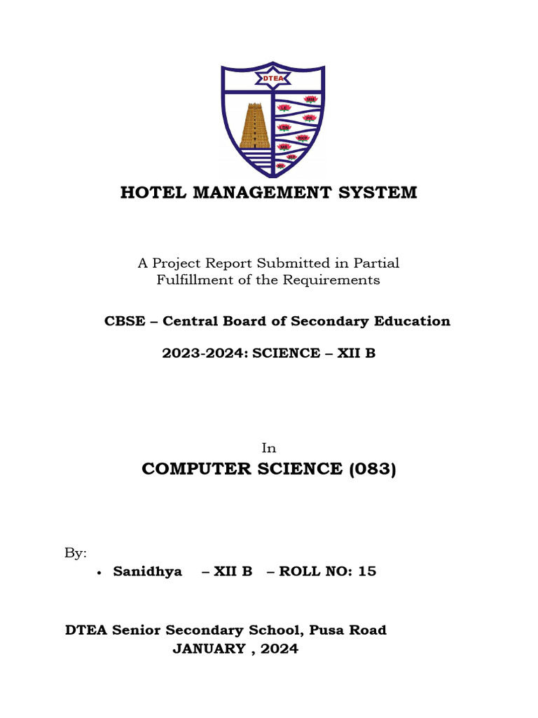 Hotel Management Report | PDF | Computer Engineering | Computer ...