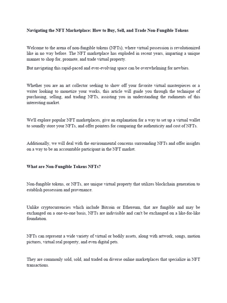Navigating The NFT Marketplace | PDF | Computers