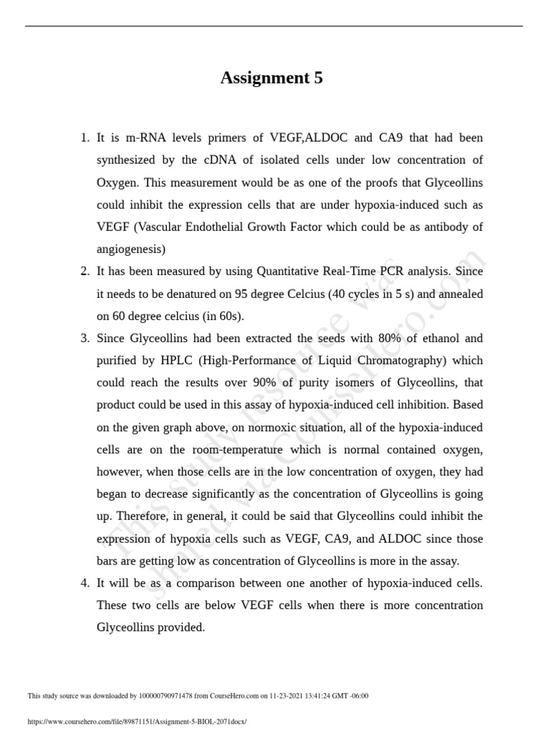 Assignment 5 BIOL 2071 | PDF | Elisa | Antibody