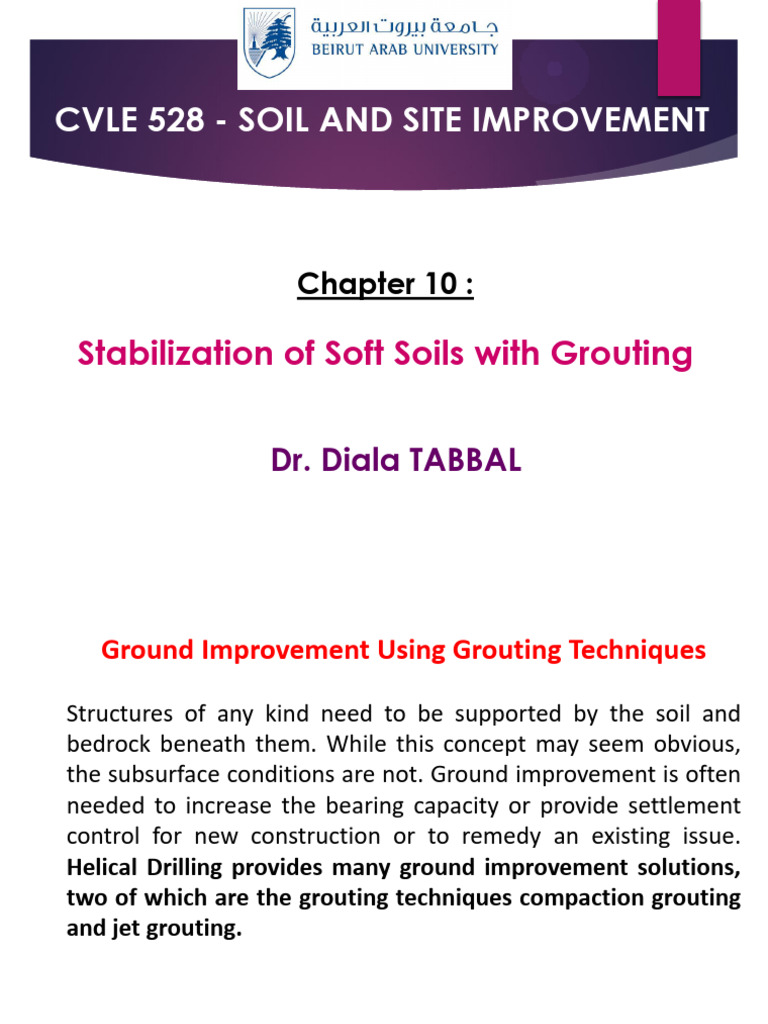 Lecture 10 - Stabilization of Soft Soils using Grouting Technique | PDF | Soil | Porosity