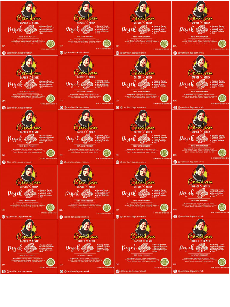 Stiker Peyek (Merah) Untuk Di Cetak | PDF