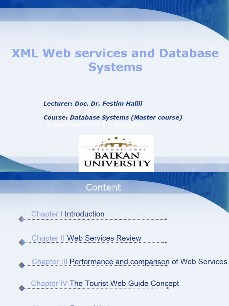 2database Systems Master IBU | PDF | Web Service | Soap