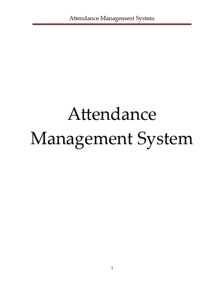 Project Attendence Managemnt System Pdf 
