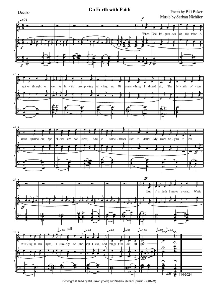 Serban Nichifor: "Go Forth With Faith" For Voice and Organ | PDF