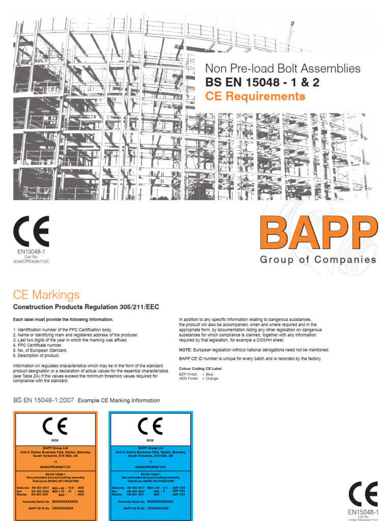 CE Certification for Non-Preload Bolts | PDF | Screw | Washer (Hardware)