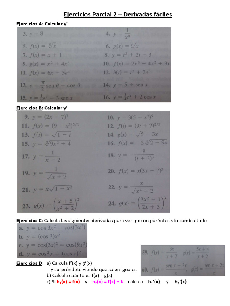 2.3.ejercicios de Derivadas | PDF