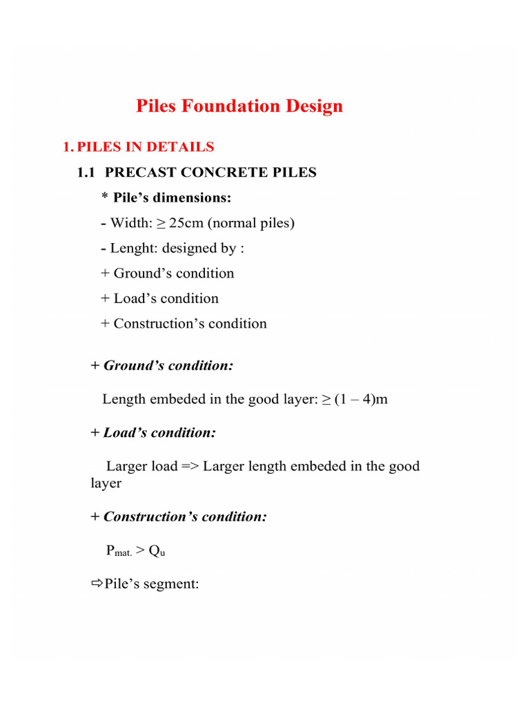 PILE FOUNDATION - Elearning | PDF