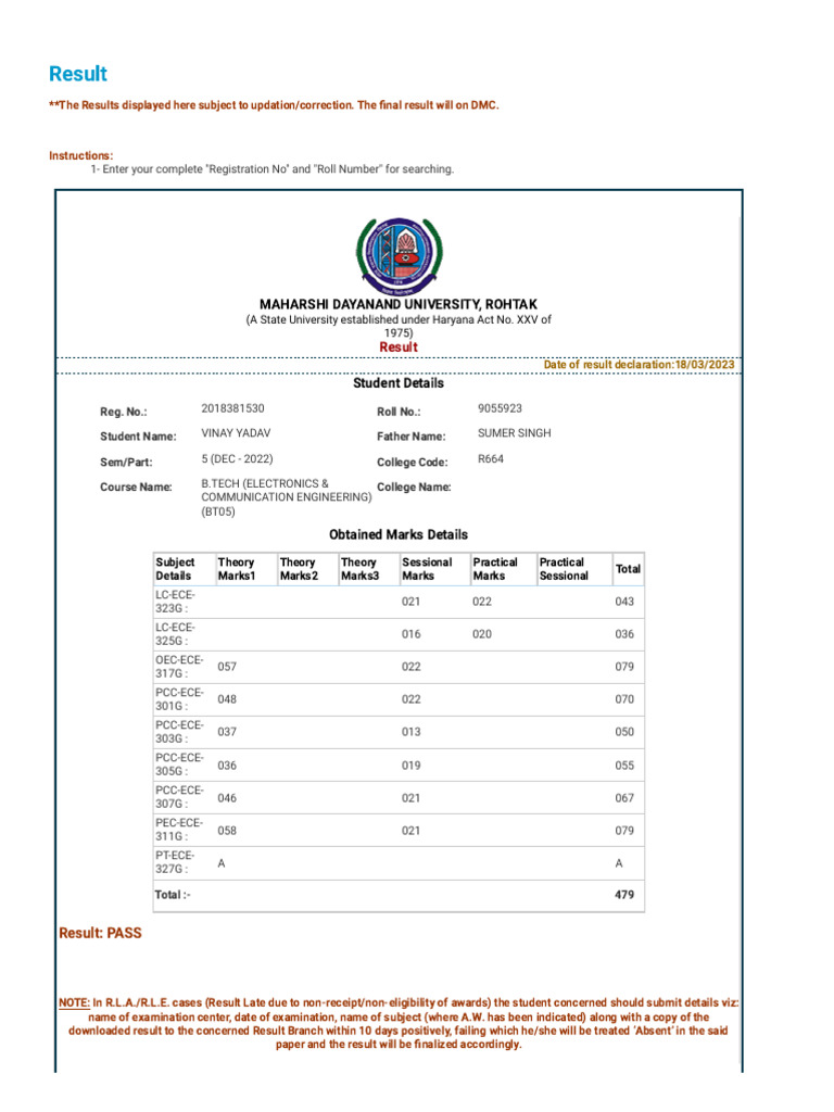 5th sem result | PDF