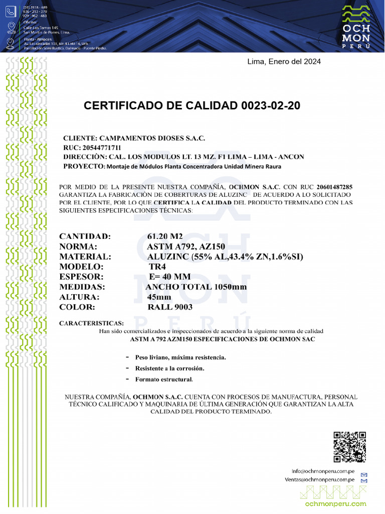 Campamentos Dioses S.A.C. | PDF