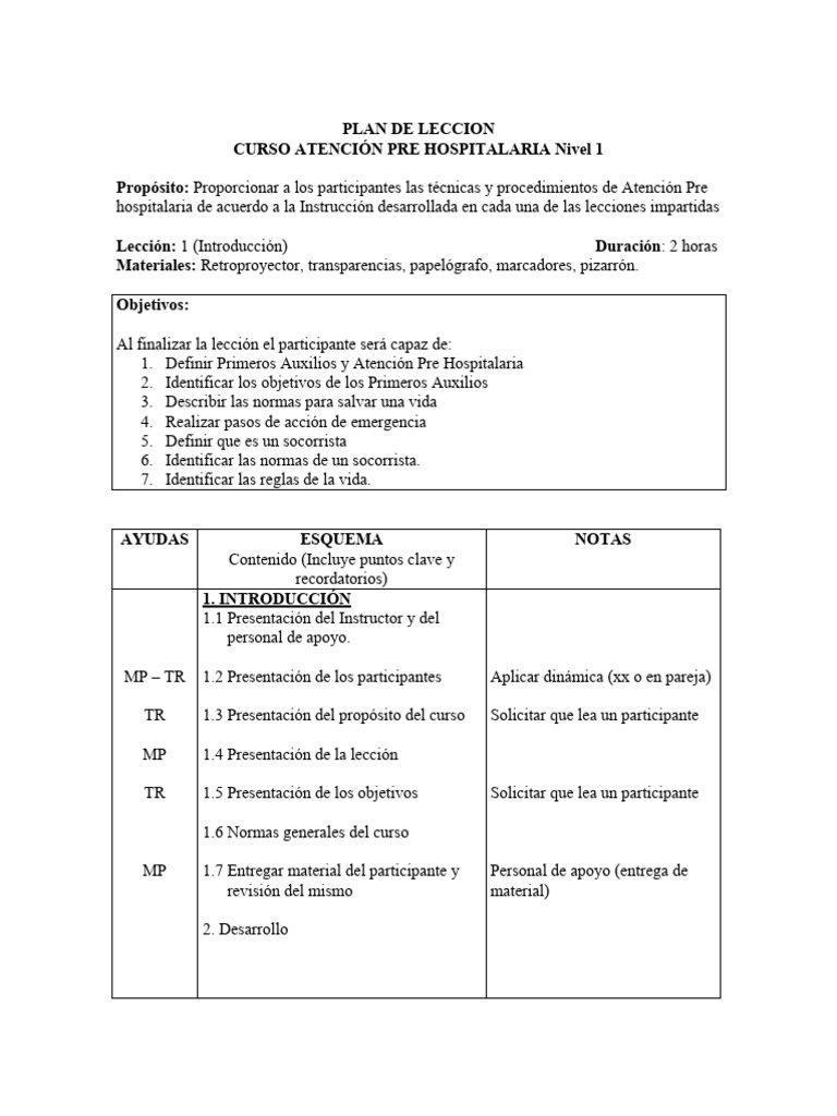PLAN DE LECCION Definitivo | PDF | Primeros auxilios | Quemar
