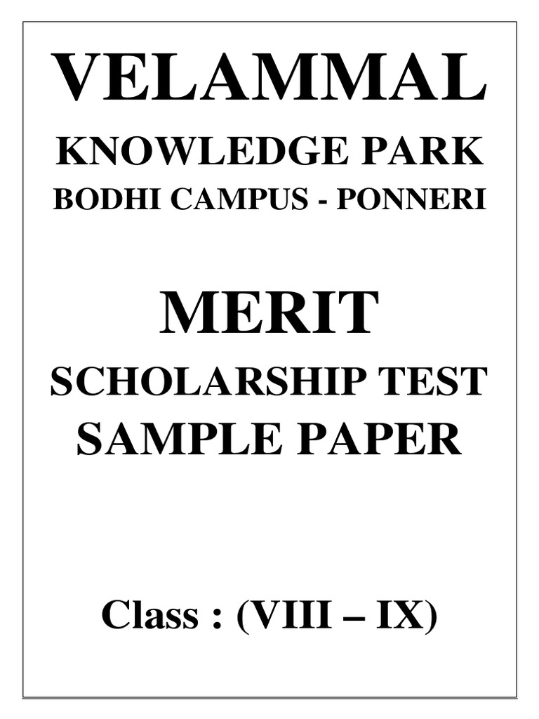 VIII To IX Sample Paper - 3 (Merit Scholarship Test) | PDF | Euclidean ...