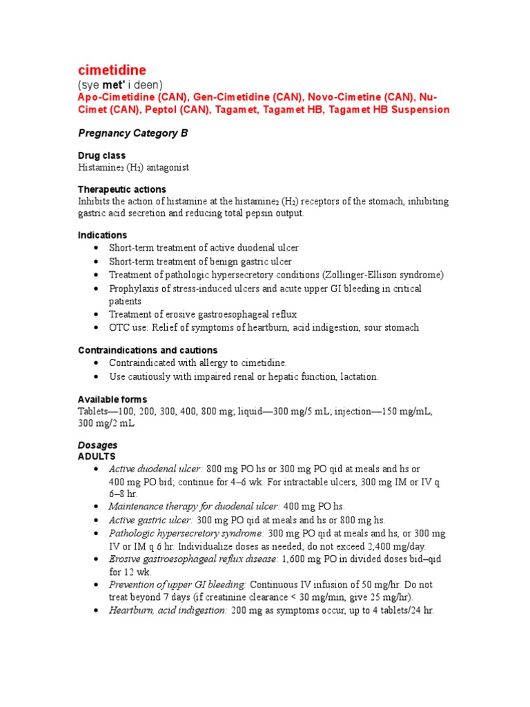 Cimetidine | PDF | Medical Treatments | Pharmacology