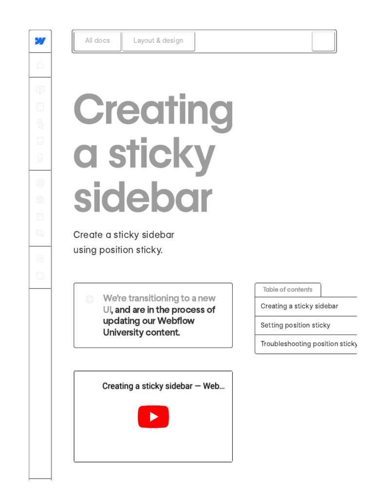 Creating a sticky sidebar - Webflow University Documentation | PDF ...