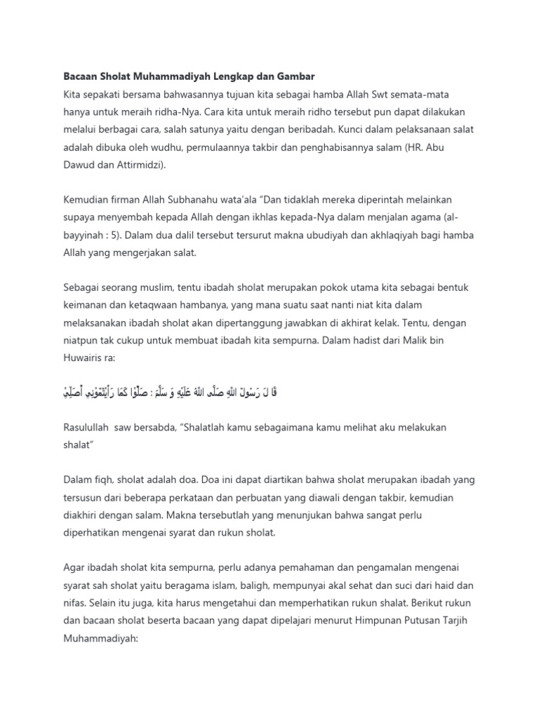 Panduan Bacaan Sholat Muhammadiyah | PDF | Kesehatan Holistik | Agama ...