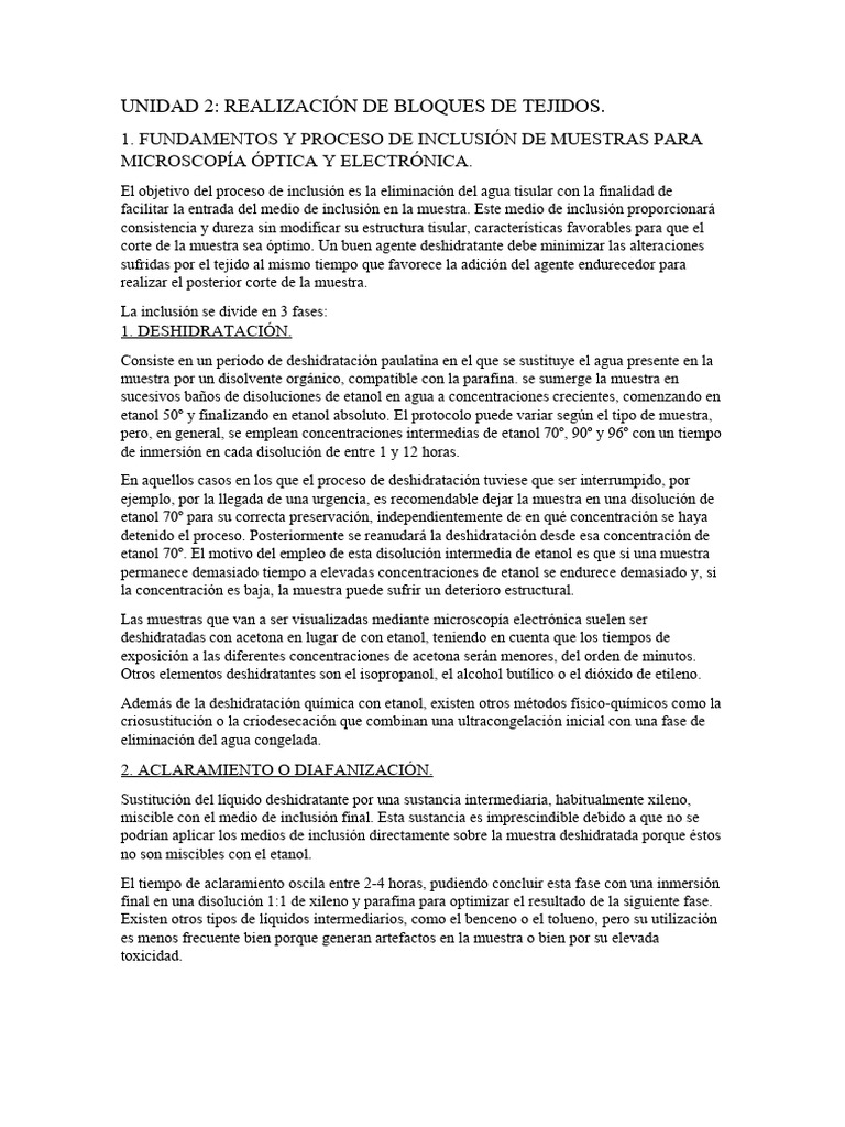 Unidad 2 Realización de Bloques de Tejidos | Descargar gratis PDF | Biología Celular ...